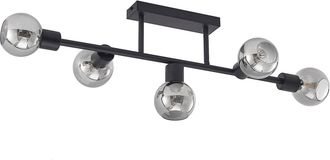Lindby Deckenlampe Biscala (Retro, Vintage Antik) in Schwarz aus Metall (5 flammig E14) - Deckenleuchte Lampe Wohnzimmerleuchte