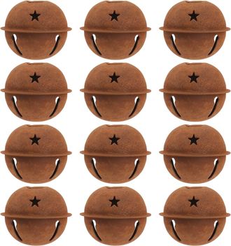Supvox 12 stücke Rusty Metal Bells Weihnachten Jingle Bells mit Stern Ausschnitte für Weihnachten Urlaub Handwerk Dekorationen (40mm)