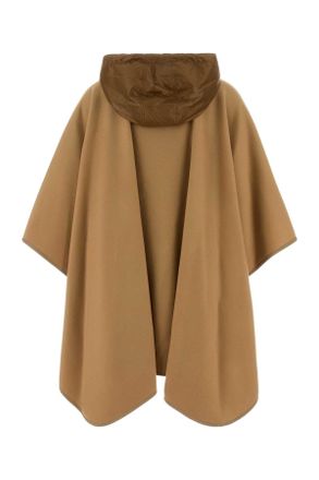Moncler Womens Camel Wool Blend Cape 249 Exterior: Virgin Nylon Cappelli E Fasce Per Capelli Hat