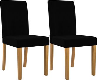 Clp Esszimmerstuhl 2er Set gepolstert mit Lehne Ina, K&uuml;chenstuhl mit Bezug aus Cord, stabiles Gestell aus Holz, Farbe:schwarz, Gestell Farbe:antik-hell