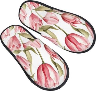 Generic Pantoufles En Coton Tulipe Aquarelle Peinte &Agrave; La Main L&eacute;gers Pantoufles De Voyage Antid&eacute;rapant Chaussons Pour Spa Voyage H&ocirc;tel M