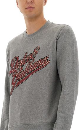 Dolce & Gabbana Embroidered Cotton Sweater - Gray