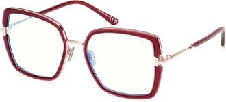 Tom Ford unisex, Accessoires, Rouge, Taille: 55 MM Blue Block Square Opticals