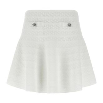 Self Portrait Femme, Jupes, Blanc, Taille: 40 FR Mini-jupe en maille Pointelle