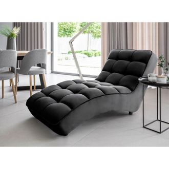 Les Tendances Les Tendances - Chaise longue dintérieur velours capitonné rikal - Confort et raffinement-Noir