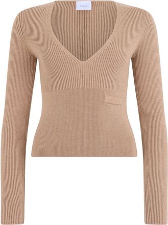 Patou Femme, Pulls, Beige, Taille: 36 FR Kn187 Pull en V M&eacute;rinos