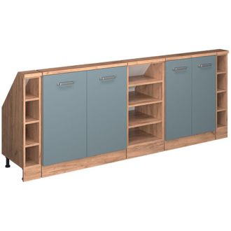 Vicco Ensembles de meuble de rangement sous pente Rion, Bleu-gris/ch&ecirc;ne dor&eacute;, Lot de 5, Vicco