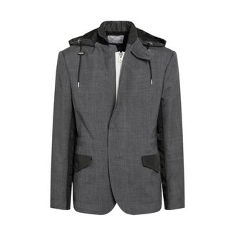 sacai Veste Suiting X Nylon Twill - Homme - Vestes - Gris - Taille: M
