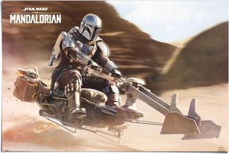 Reinders Poster, The Mandalorian - Speederbike, Kinderzimmer, Poster, Wanddeko, Room Decor, 150 gr. gl&auml;nzend Bilderdruckpapier, Beige, 61 x 91,5