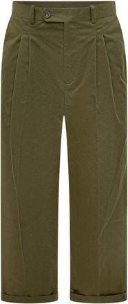 Dr&ocirc;le de Monsieur Twill Cropped Pleated Hosen - - Trousers - Herren - Gr&uuml;n - M