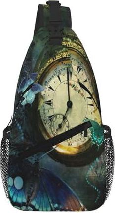Generic Sacoche Tactique Horloge Papillon Imprim&eacute; Antivol Sac Bandouli&egrave;re Casual Sac &agrave; Dos De Voyage pour Randonn&eacute;e &eacute;cole Cyclisme