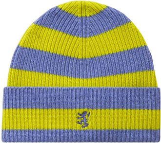 Pringle Of Scotland Gestreifte Kaschmirmütze - Blau