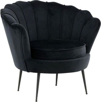 Paris Prix Fauteuil Coquillage en Velours Calais 83cm Noir