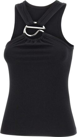 Coperni Femme, Tops, Noir, Taille: 36 FR Halterneck Metal-Logo Cotton Blouse