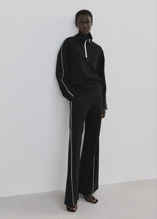 Mango Sweat-shirt col montant zipp&eacute; noir - Femme - XXS - MANGO