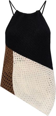 Akep Femme, Tops, Noir, Taille: 36 FR Haut asym&eacute;trique &agrave; col roul&eacute; avec bretelles