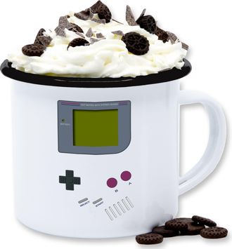 Shirtracer Emaille Tasse Blechtasse - Karneval & Fasching - Tassen - Gameboy | Nerds - 300 ml - Weiß Schwarz - fasching- 90 mug carnevale 90s becher karnevals 90
