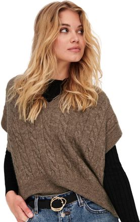 Only Damen Pullunder Strickpullunder ONLMELODY XS S M L XL Beige Braun V-Neck, Gr&ouml;&szlig;e:S, Farbe:Caribou Melange 15249328