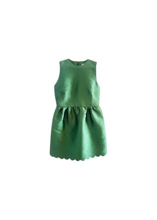 Red Valentino Green satin scallop hem dress Size 42