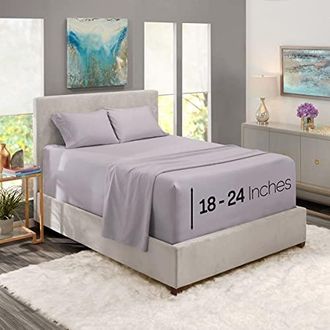 Nestl Extra Tiefe Bettlaken - passend für Matratzen von 45,7-61 cm tief, extra Tiefe Taschen California King Size Laken, 4 Stück Cal King Laken, Cal King Sh