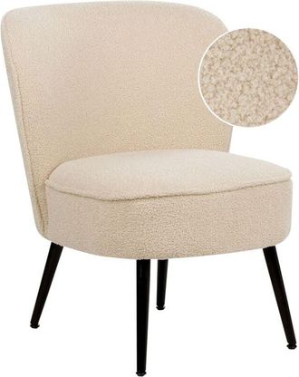 Beliani Beliani - Sessel Hellbeige / Schwarz aus Bouclé Stoff ohne Armlehnen Elegantes Design Modern für Wohnzimmer Schlafzimmer Retro Stil