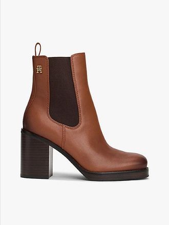 Tommy Hilfiger Bottines Chelsea en cuir &agrave; talon carr&eacute;
