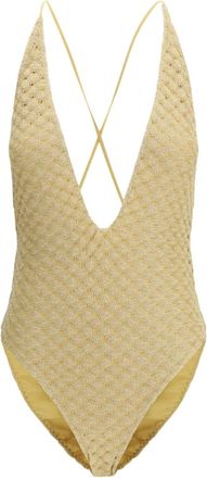 Missoni V-neck criss cross swimsuit - Nude