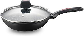 Royalty Line Wok aus geschmiedetem Aluminium mit Marmorbeschichtung, kompatibel mit Gas, Elektro, Keramik, Halogen und Induktion - Durchmesser 32 cm, Farbe Marmor