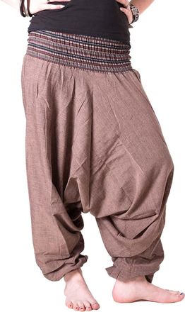 vishes Haremshose mit gestreiftem oder farbigem Bund - Unisex - Alternative Bekleidung f&uuml;r Damen und Herren