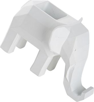 Artibetter Stiftehalter Elefant aus Kunstharz mit Handyhalterung Geometrischer Schreibtisch Organizer in Wei&szlig; Multifunktionaler B&uuml;ro und Make Up Pinselhalter f&uuml;r