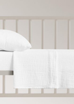 Mango Drap plat berceau tissu gaze blanc cass&eacute; - Home - 100x150cm - MANGO HOME