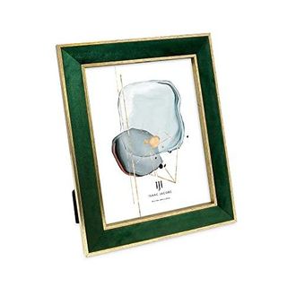 Isaac Jacobs Cadre photo en velours avec double bordure dorée métallisée, cadre photo, horizontal et vertical, pour table et mur, pour la maison et le bureau (20,3