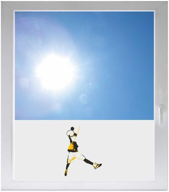Indigos UG Fensterfolie Blickdicht Basketball - Star - 800x500mm - Sonnenschutzfolie Fenster - Sichtschutzfolie Fenster Bad, K&uuml;che, Fenster, Milchglasfolie