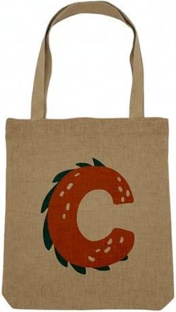 Fabulous Sac Shopping Tote Bag Aspect Lin - C Camille Clara Lettre Pr&eacute;nom Dinosaure Dessin Enfant - Sac de Courses Toile Epaisse 360g Beige Naturel Cabas Port&eacute;