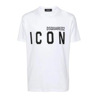 Dsquared2 T-shirt Icon Logo en Coton - Homme - Tops - Blanc - Taille: M