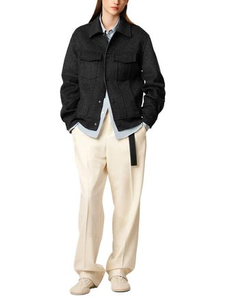 Ami Water-Repellent Wool Trucker Jacket - Gray