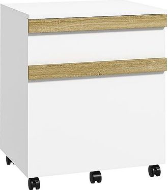 Vinsetto Caisson de Bureau à roulettes Meuble de Rangement Mobile avec 2 tiroirs coulissants trieur à dossiers 48 x 40 x 59,5 cm Blanc