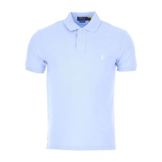 Polo Ralph Lauren Homme, Tops, Bleu, Taille: M Chemise bleue &agrave; manches courtes en maille piqu&eacute;e