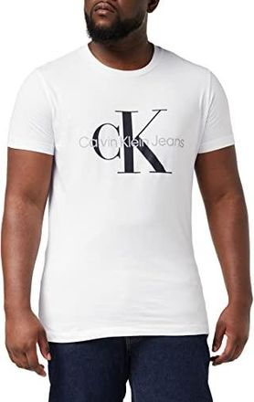Calvin Klein Jeans T-Shirt Homme Manches Courtes Core Monologo Slim, Blanc (Bright White), XXL