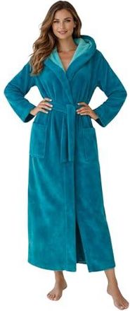Morgenstern Peignoir Femme I Extra Long I Capuche I Robe de Chambre Pour Grandes Femmes I Turquoise I X-Large