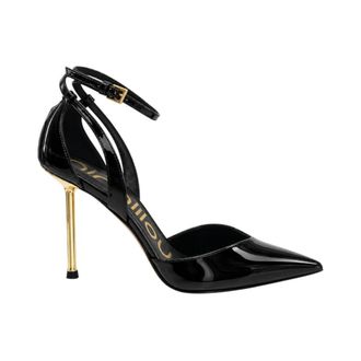 Ninalilou Pumps mit Kn&ouml;chelriemen und Schmuckabsatz - - Shoes - Damen - Schwarzk - 38 EU