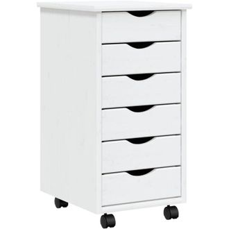 vidaXL vidaXL Rollschrank mit Schubladen MOSS Wei&szlig; Massivholz Kiefer
