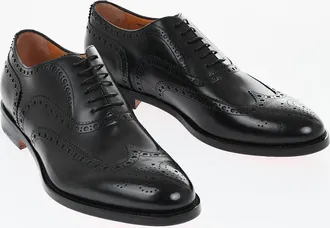 Santoni Derby-Brogue-Schuhe aus Leder mit Ledersohle Santoni
