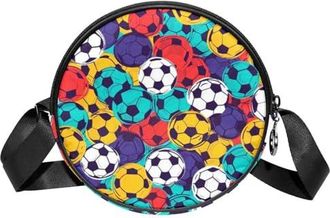 Generic Sac &agrave; bandouli&egrave;re Circle pour femme, petit sac &agrave; bandouli&egrave;re de football avec fermeture &eacute;clair, bretelles r&eacute;glables, sac &agrave; main rond d&eacute;contract&eacute; pour 