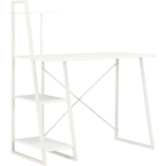 vidaXL Bureau avec &eacute;tag&egrave;re Blanc 102x50x117 cm