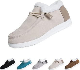 Generic Mocassins &eacute;l&eacute;gants doubl&eacute;s en peluche pour femme, confortables et d&eacute;contract&eacute;s, &agrave; lacets, bottes courtes dhiver l&eacute;g&egrave;res et chaudes, abricot, 39.5 EU