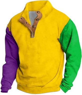 Generic Costume de carnaval - Sweat-shirt pour homme - Sans capuche - Avec col 1/4 - Col montant - Sweat-shirt dext&eacute;rieur - Coupe ajust&eacute;e - Pull de transition