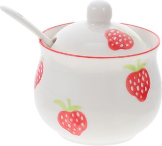 DOITOOL Chili Keramik Gew&uuml;rzbeh?lter Gew&uuml;rzdosen Salztopf mit L?ffel Porzellan Vorratsdose Gew&uuml;rzstreuer Zuckertopf Gew&uuml;rze Vorratsbeh?lter f&uuml;r Aufbewahrung K