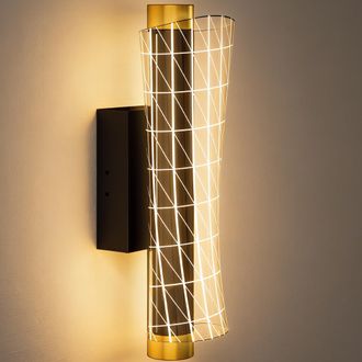 HOMCOM 2er Set Wandleuchte Innen Wandlampe mit LED Lichte, Gitterdesign, Dimmbar Nachttischlampe mit 3 Lichtfarbe, Flurlampe f&uuml;r Wohnzimmer, Schlafzimmer, Me