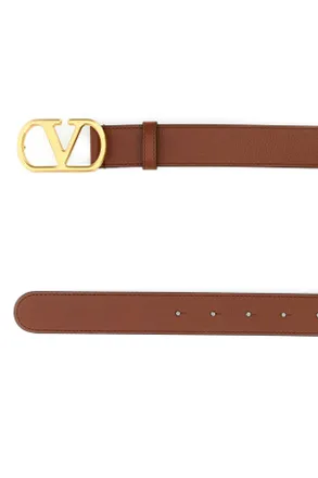 Valentino Garavani Logo Buckle Leather Belt - Brown